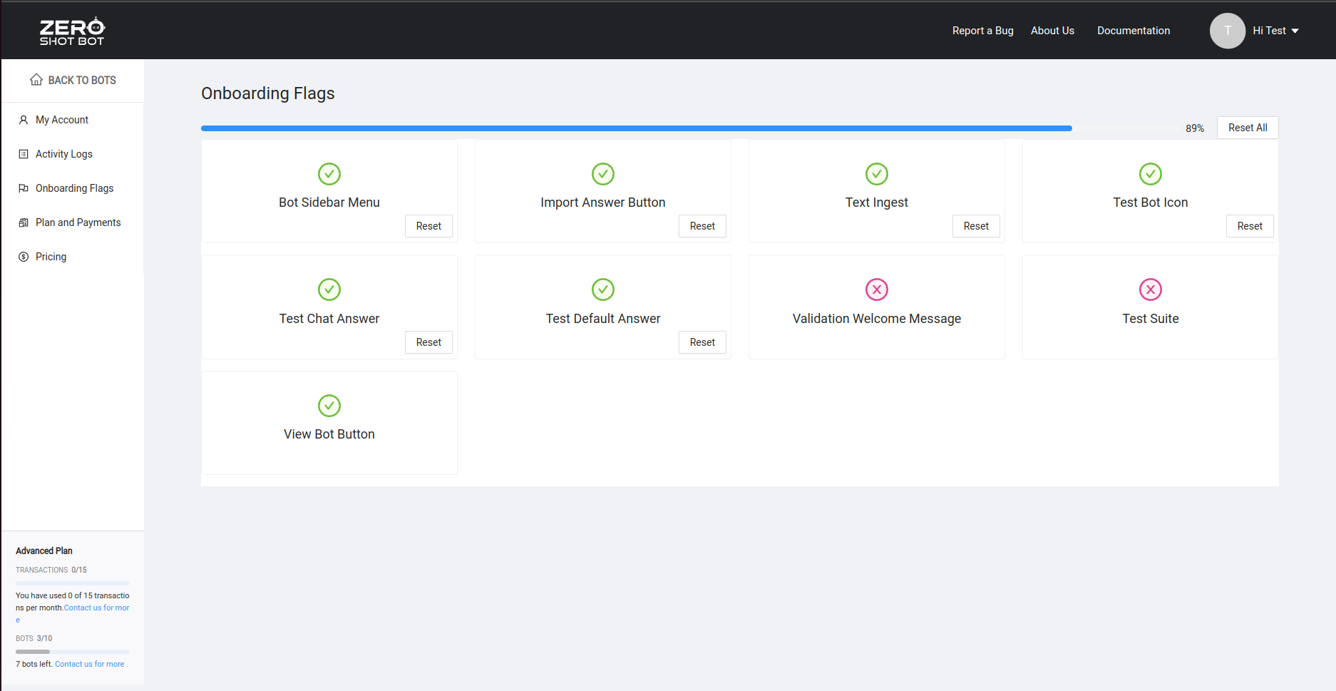Manage Profile | ZeroShotBot Documentation