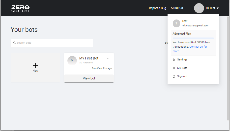 Manage Profile | ZeroShotBot Documentation